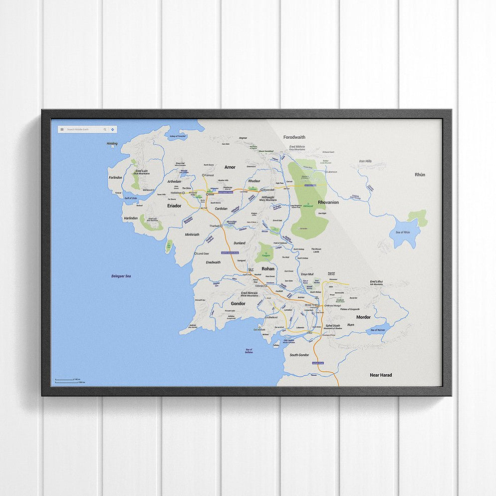 Middle-Earth Google Maps Poster - Modern Fantasy Map — Mongolife