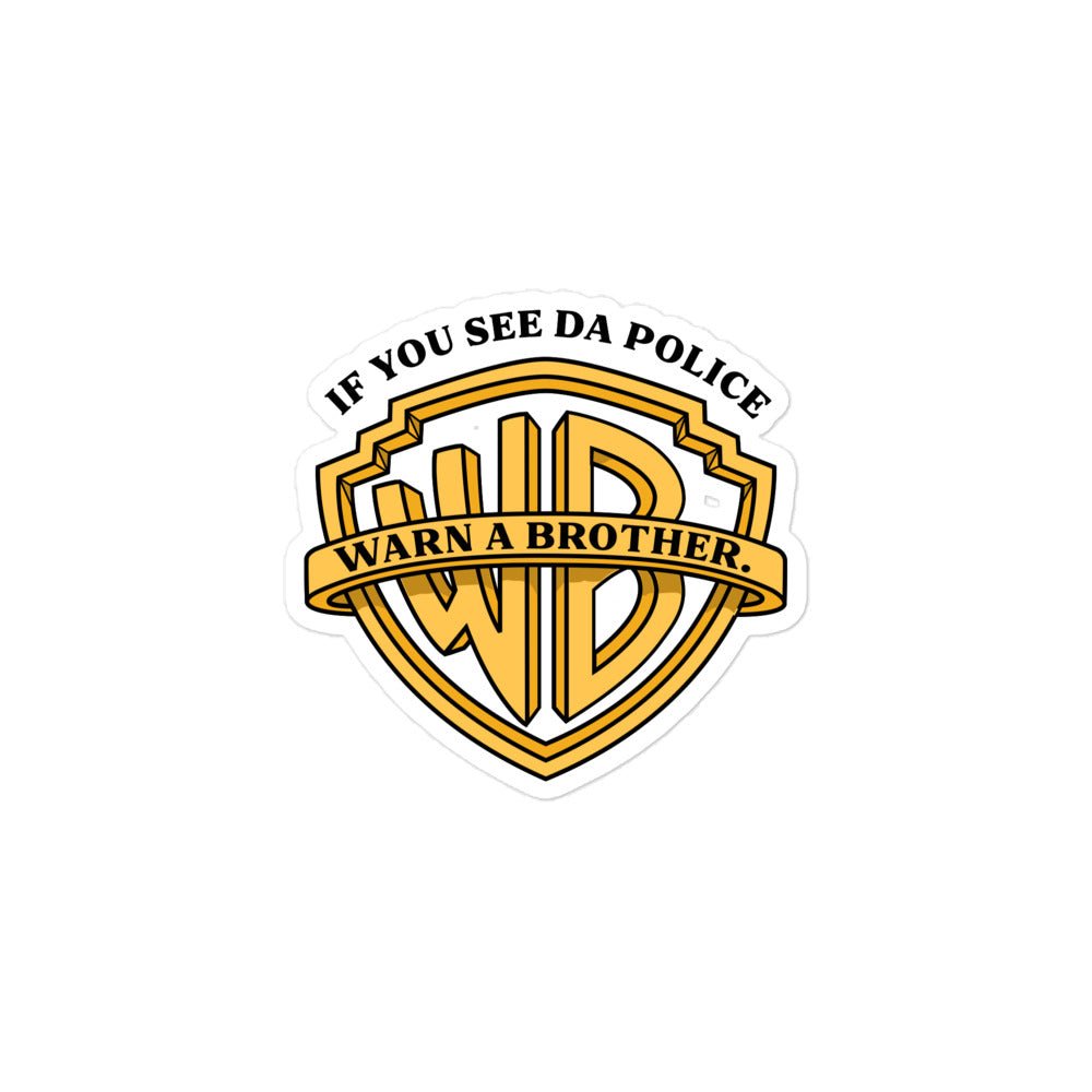Warn a Brother Sticker - Classic Cinema Logo Parody | Mongolife